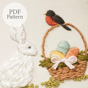 PDF Pattern - 4" Easter Bunny Basket - Step by Step Beginner Embroidery ...