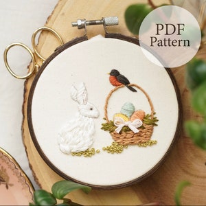 PDF Pattern - 4" Easter Bunny Basket - Step by Step Beginner Embroidery ...