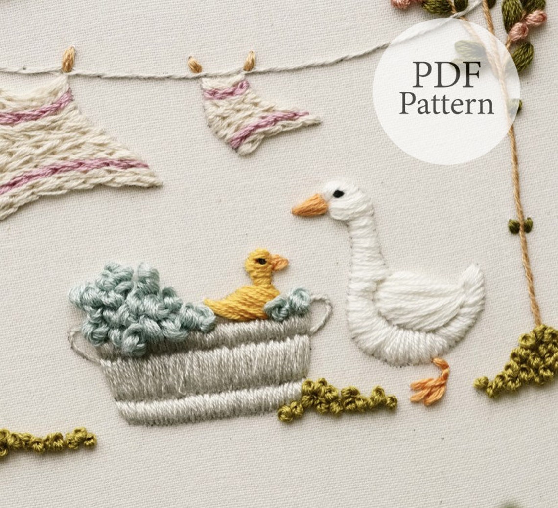 PDF Pattern - 8" Spring Cleaning - Step by Step Beginner Embroidery ...