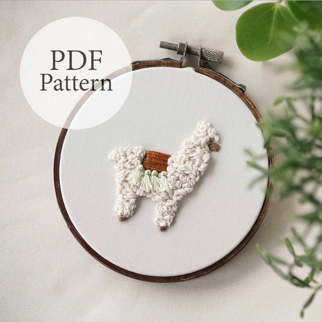 PDF Pattern - Fluffy Alpaca - Llama - Step by Step Beginner Embroidery ...