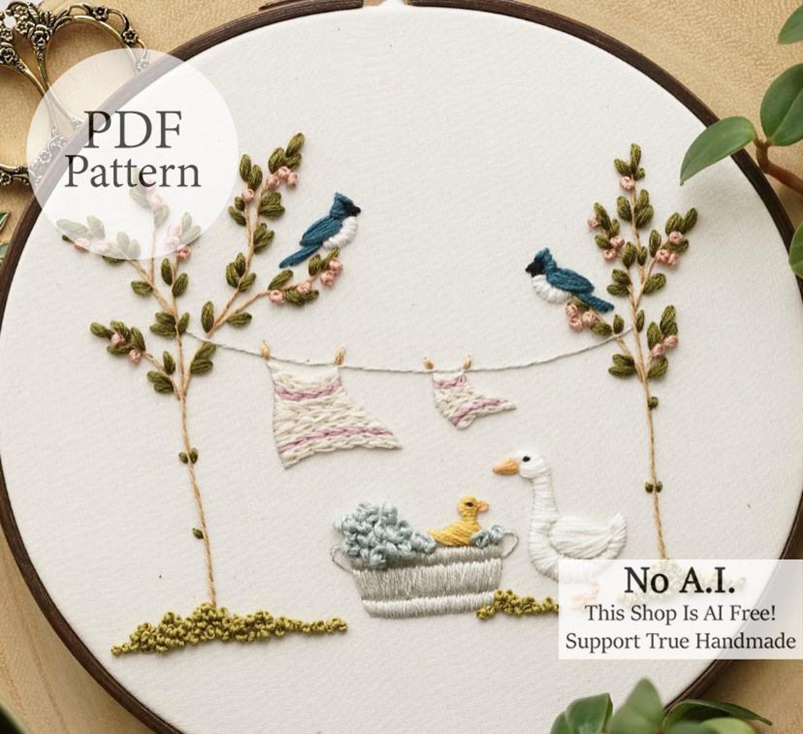 PDF Pattern - 8" Spring Cleaning - Step by Step Beginner Embroidery ...