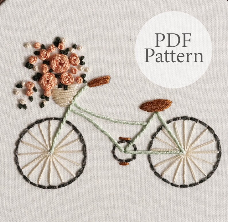 PDF Pattern - 6" Spring Bike - Step by Step Beginner Embroidery Pattern ...