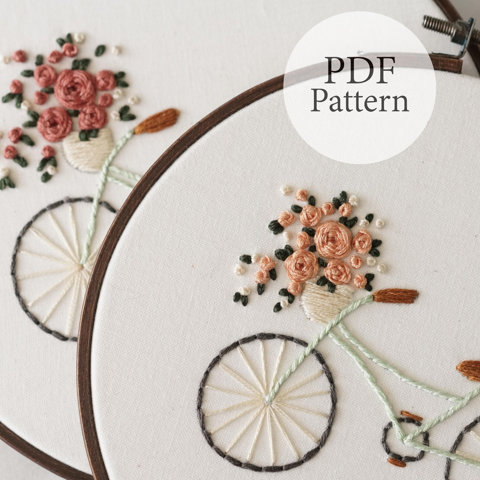 PDF Pattern - 6" Spring Bike - Step by Step Beginner Embroidery Pattern ...