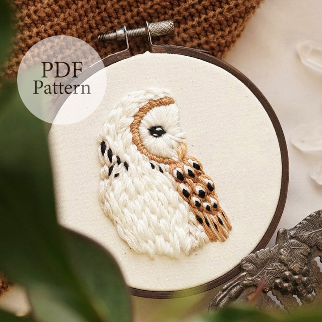 PDF Pattern - 4" Limited Edition - Woodland Barn Owl - Embroidery ...