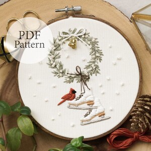 PDF Pattern - 6" Ice Skates Wreath - Step by Step Beginner Embroidery ...