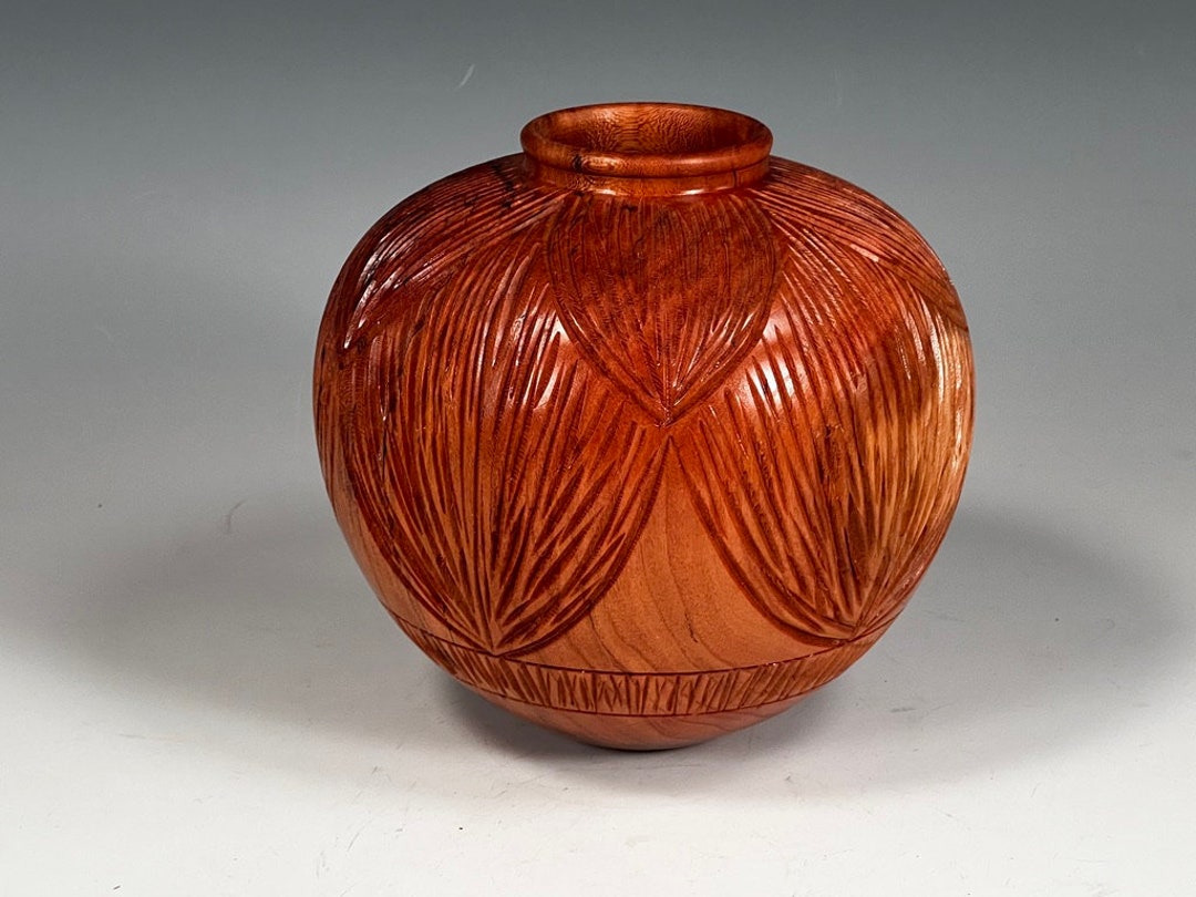 Cherry Vessel; Carved Vessel; Woodturning Vessel - Etsy