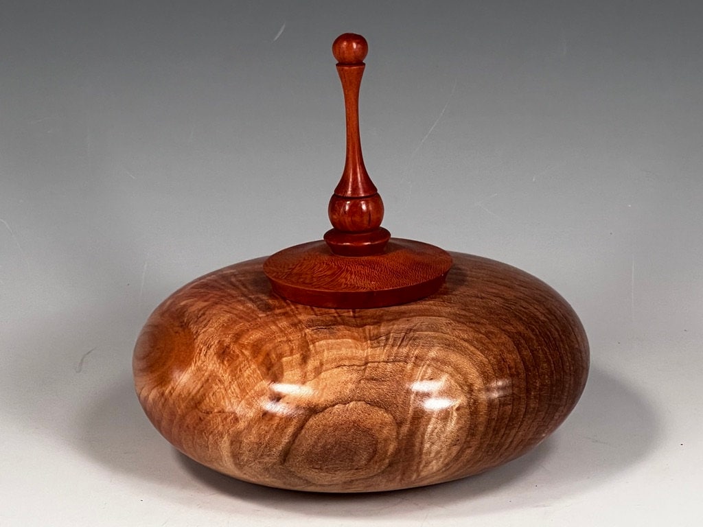 Maple Vessel With Cherry Finial Hollow Form Woodturning Vessel - Etsy