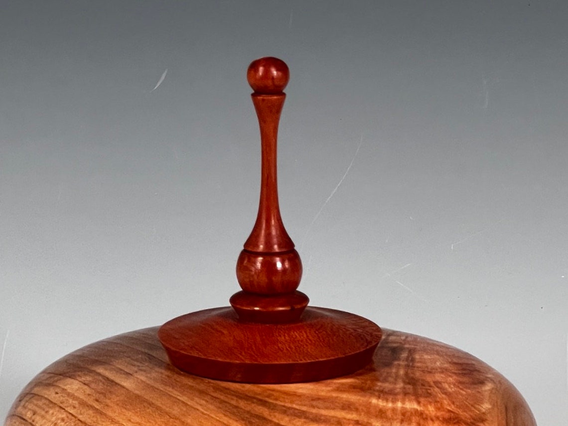 Maple Vessel With Cherry Finial Hollow Form Woodturning Vessel - Etsy