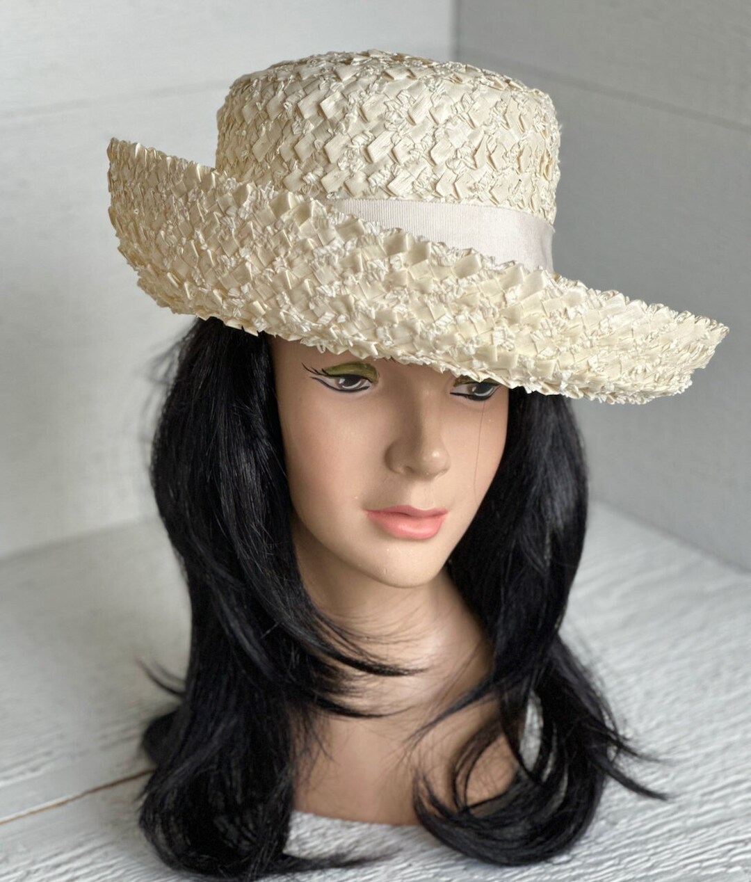 1960s | Vintage Women’s Hat | Swagger | Roller | Rough Straw ...