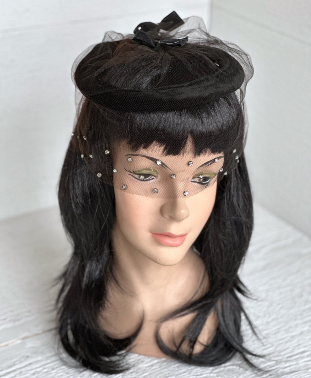 1950s | Vintage Women’s Whimsy Hat | Fascinator | Black Velvet ...