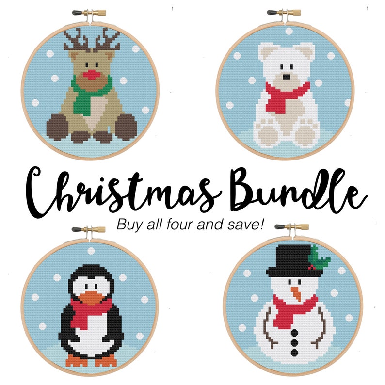 Christmas Cross Stitch Pattern: Snow Globe Winter Wonderland Bundle ...