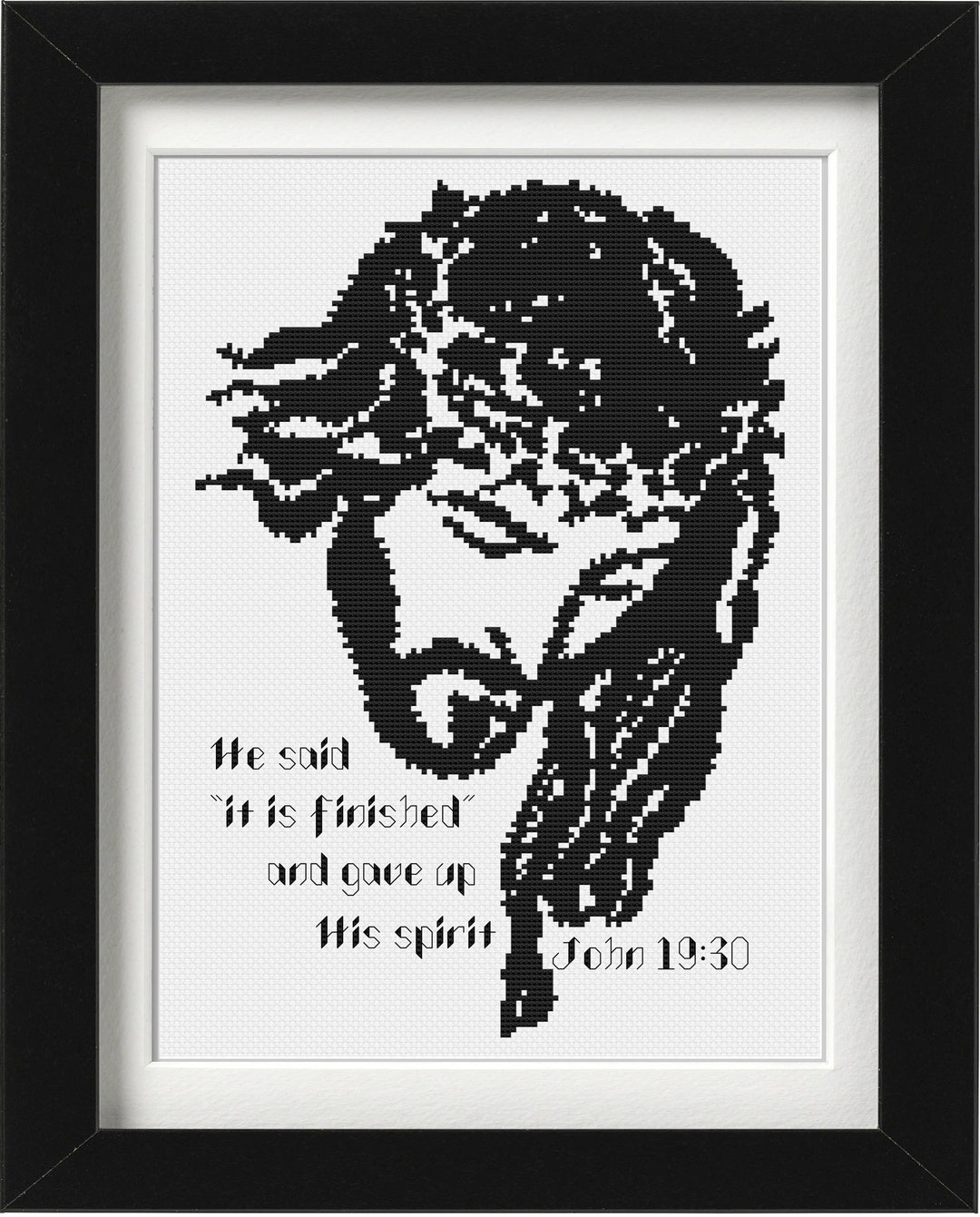 Bible Verse Cross Stitch Pattern- "it is Finished", Christ Crucifixion ...