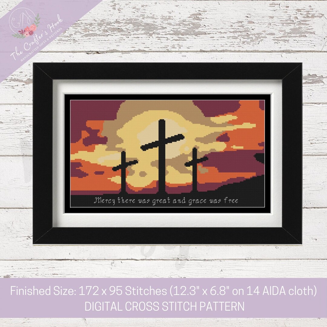 The Crucifixion: Three Crosses Religious Full Coverage Cross Stitch ...