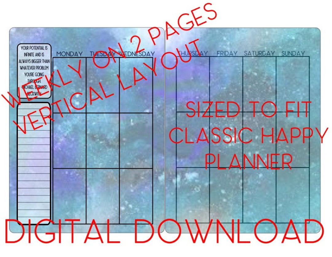 Printable Galaxy Vertical Weekly Planner Layout Undated - Etsy