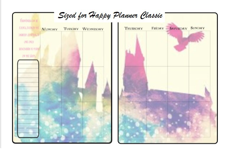 Printable Wizard Vertical Weekly Planner Layout Undated - Etsy