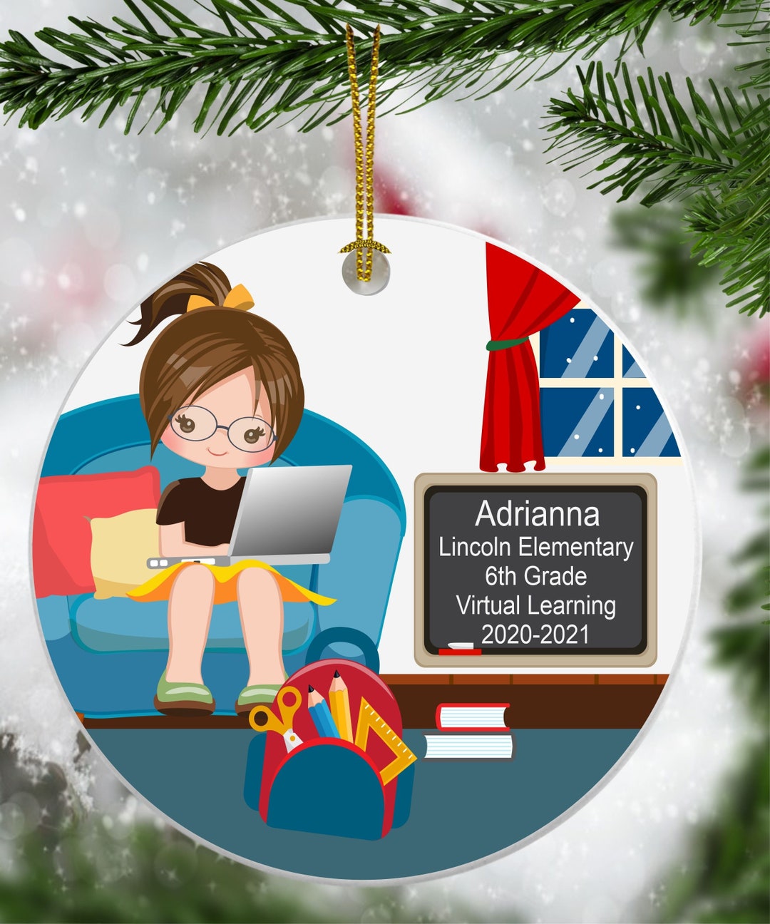 Personalized Virtual School Ornament Virtual Learning Ornament School ...