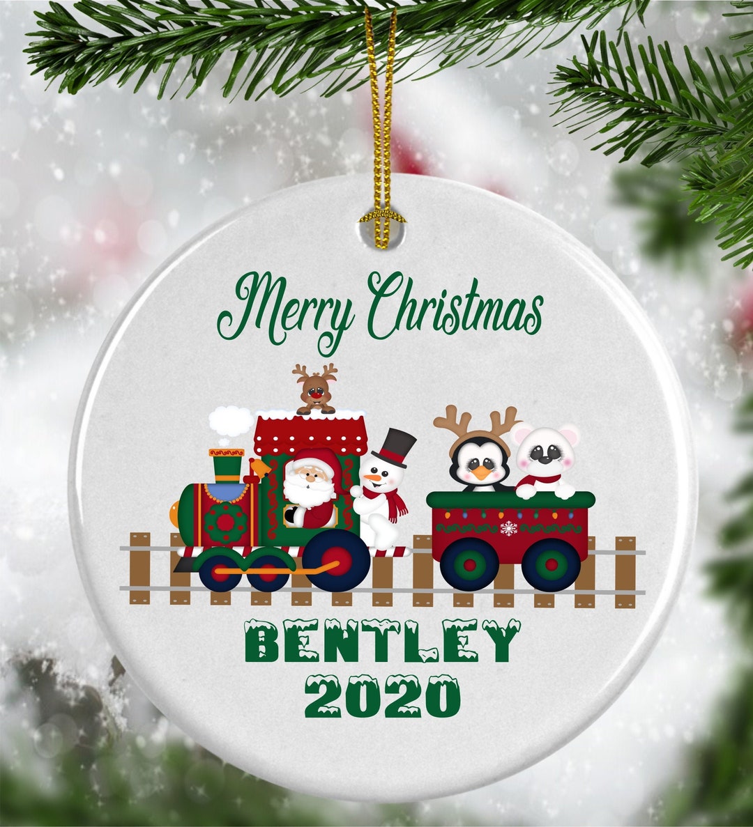 Personalized Christmas Train Ornament Christmas Snowman - Etsy