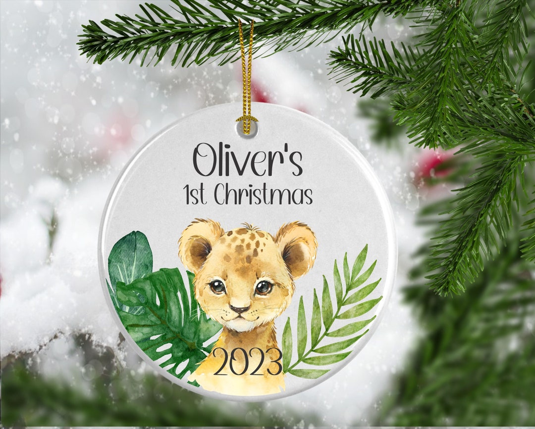 Personalized Lion Babys 1st Christmas Ornament, Lion Christmas Ornament ...