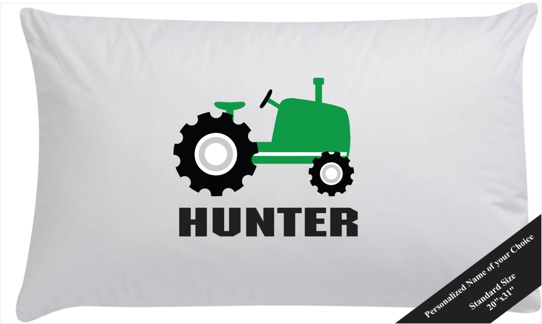 Boys Personalized Green Tractor Pillow Case Green Farm Tractor ...