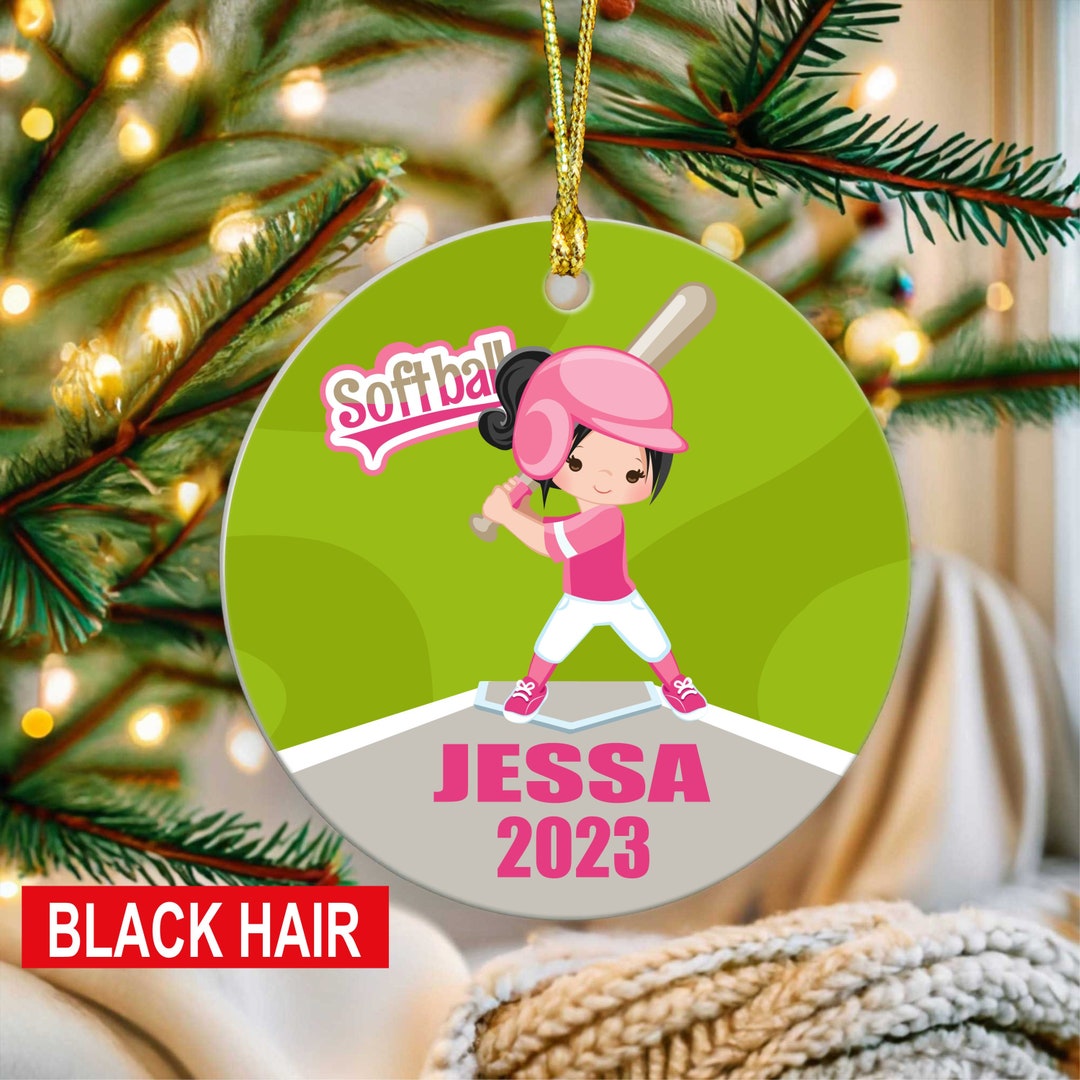 Personalized Softball Christmas Ornaments, Girl Softball Ornament ...