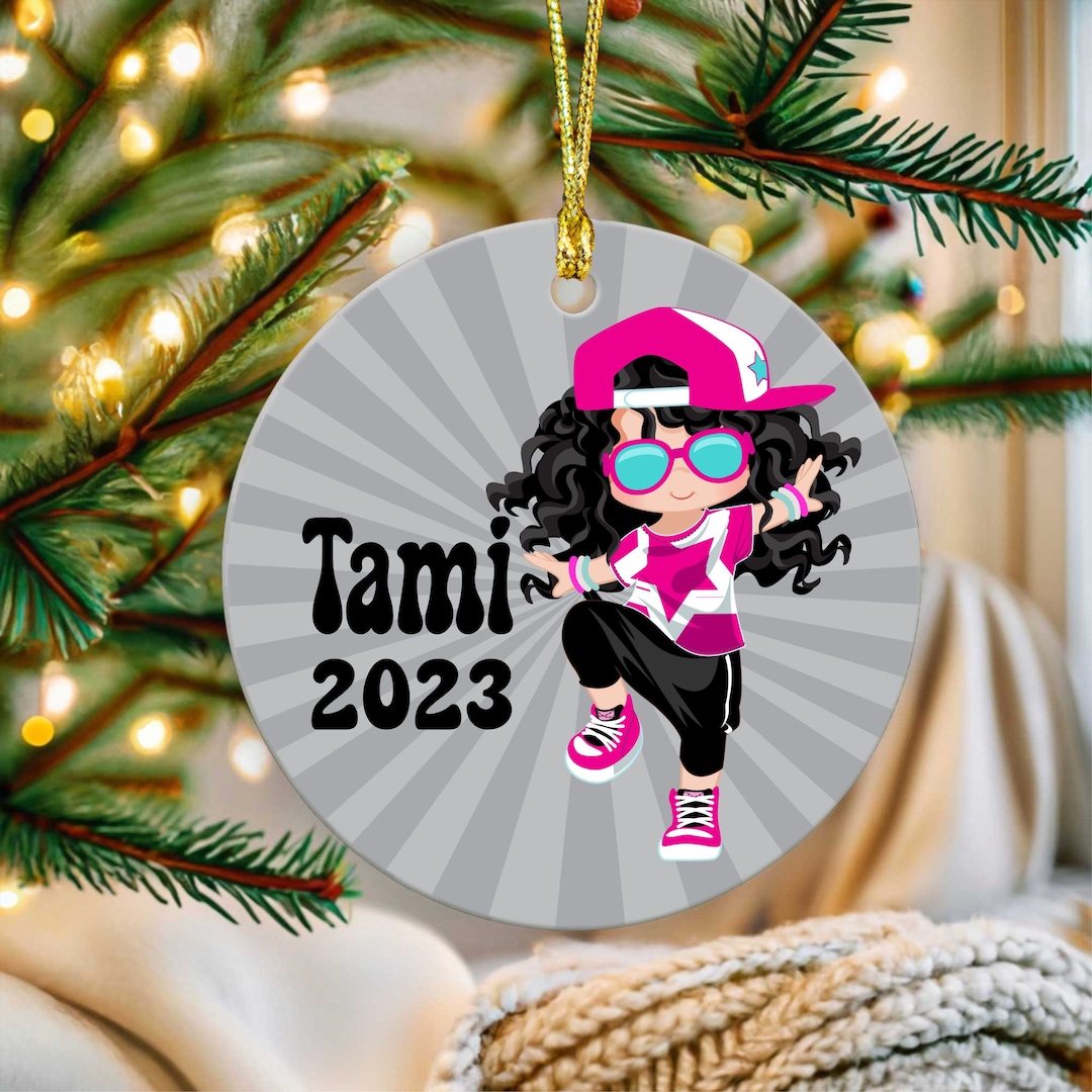 Personalized Girls Hip Hop Christmas Ornaments, Customizable Girl Hip ...
