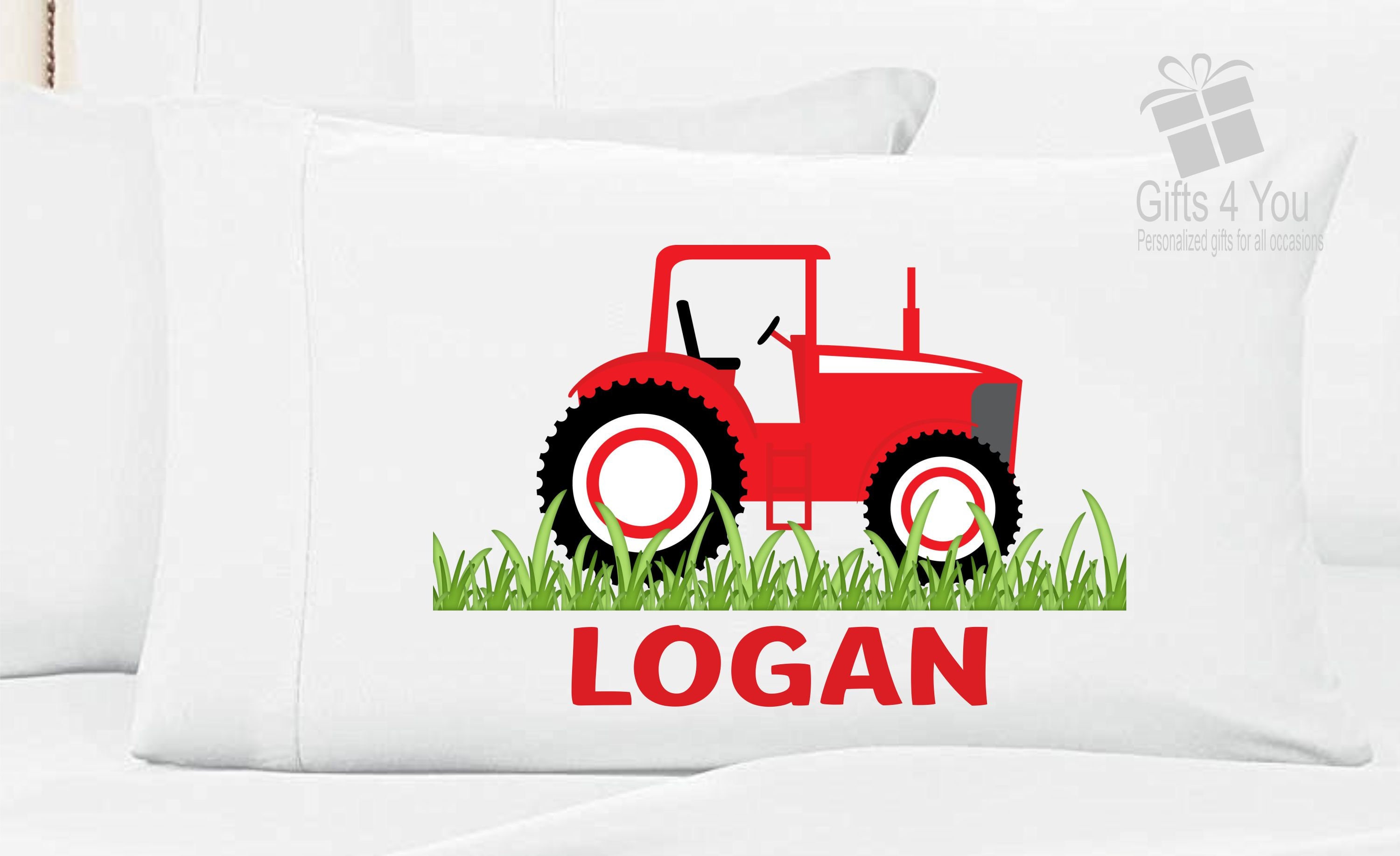 Boys Personalized Red Farm Tractor Pillow Case Red Farm Room Decor ...