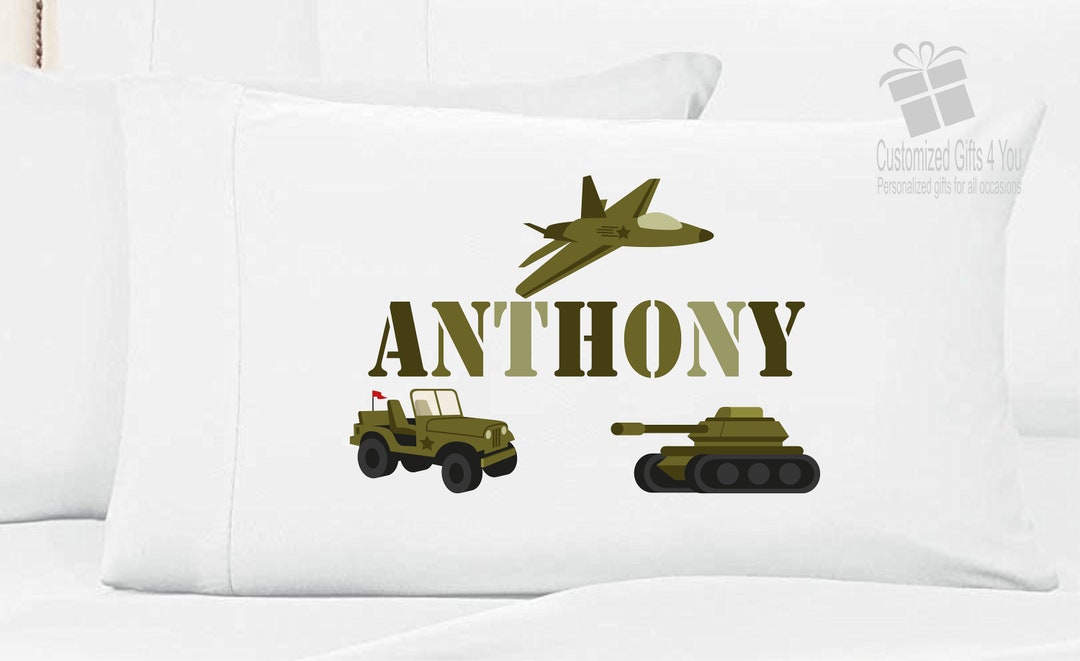 Kids Personalized Army Military Pillowcase Pillow Case Transportation ...