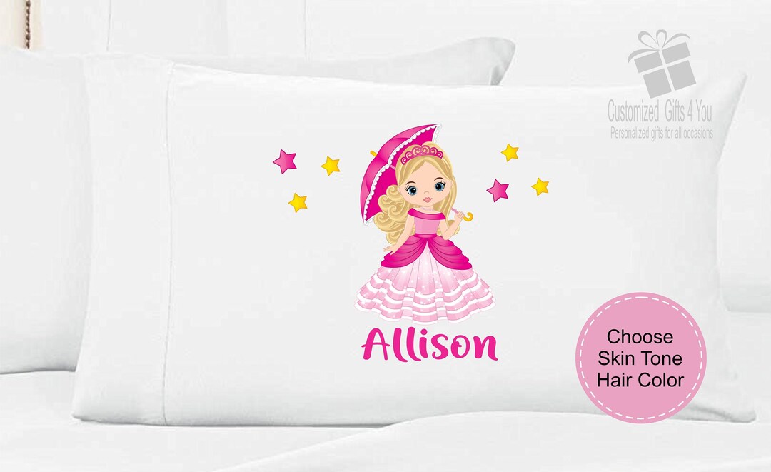 Girls Personalized Princess Pillow Case, Custom Princess Pillowcase ...