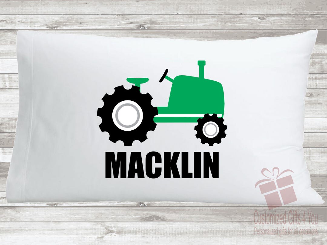 Boys Personalized Green Tractor Pillow Case Green Farm Tractor ...
