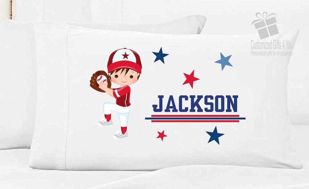 Boys Personalized Baseball Pillowcase - Baseball Pillow Case - Standard ...