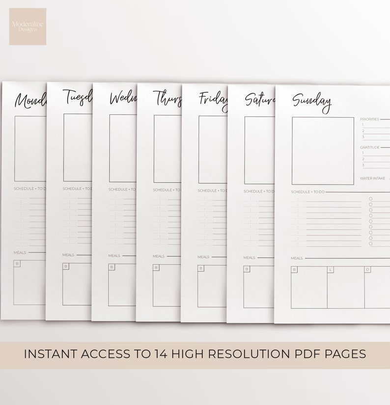Printable 7 Day Daily Planner | A5 + US Letter - Etsy