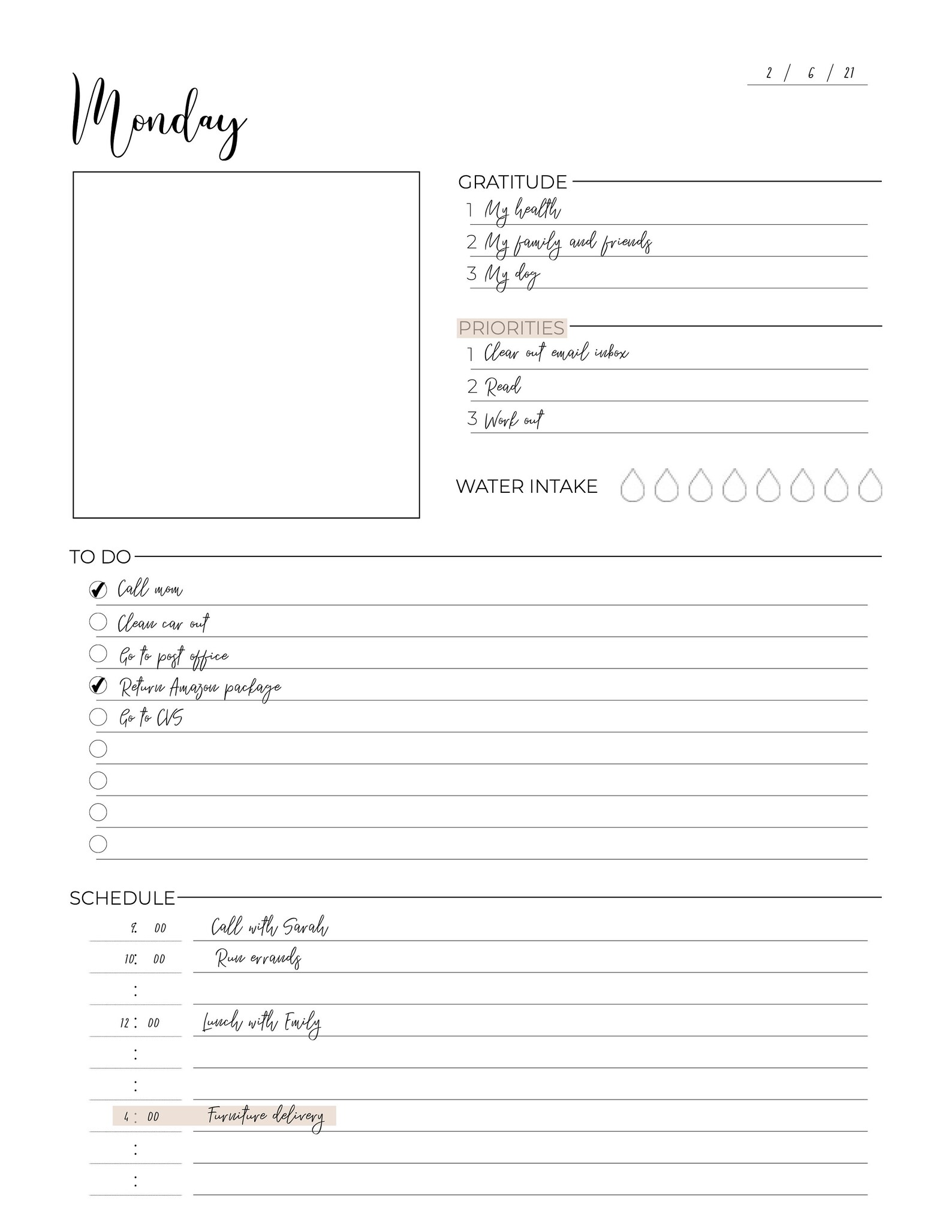 Printable 7 Day Daily Planner A5 US Letter - Etsy