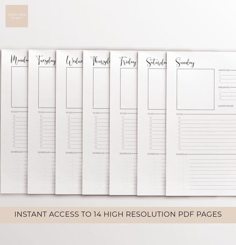 Printable 7 Day Daily Planner A5 US Letter - Etsy