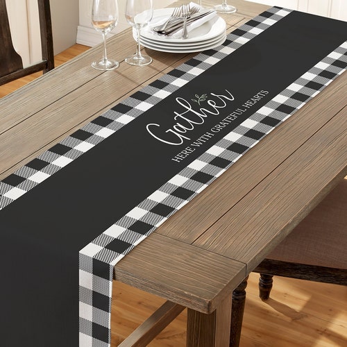 Black & White Buffalo Check Personalized Table Runner - Etsy