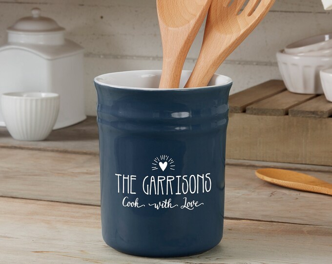 Personalized 8.5" Utensil Holder Crock - Etsy