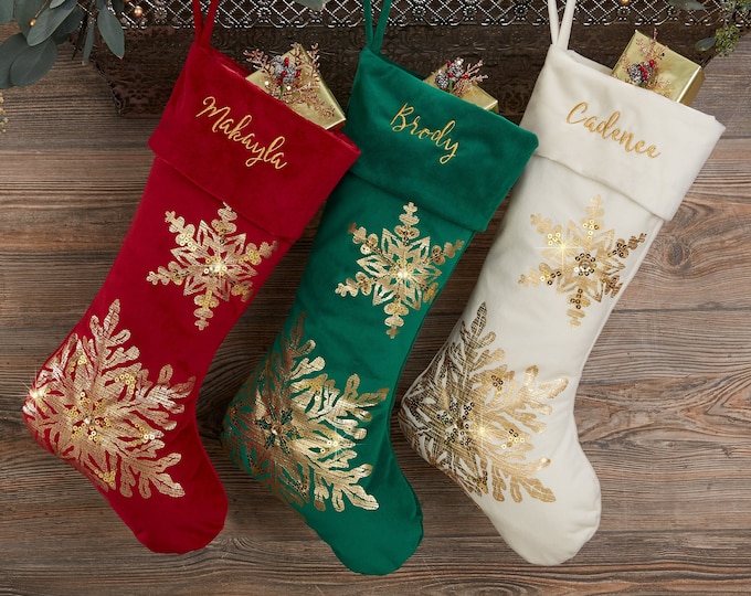 Red Christmas Stocking With Initial - Handmade Velvet Stockings ...