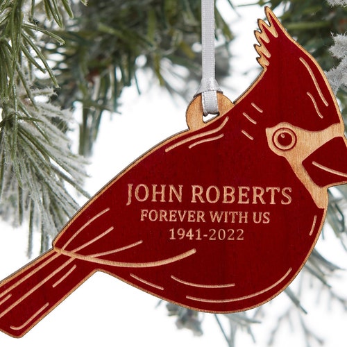 Personalized Cardinal Memorial Wooden Christmas Ornament - Etsy