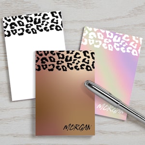 Leopard Print Personalized Mini Notepad Set of 3, Personalized Notepad, Custom Notepad, Gifts ...