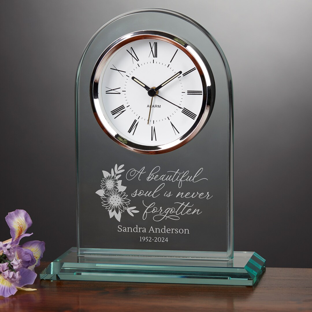 Engraved Memorial Glass Clock, Memorial Gift, Gifts for Her, Gifts for ...