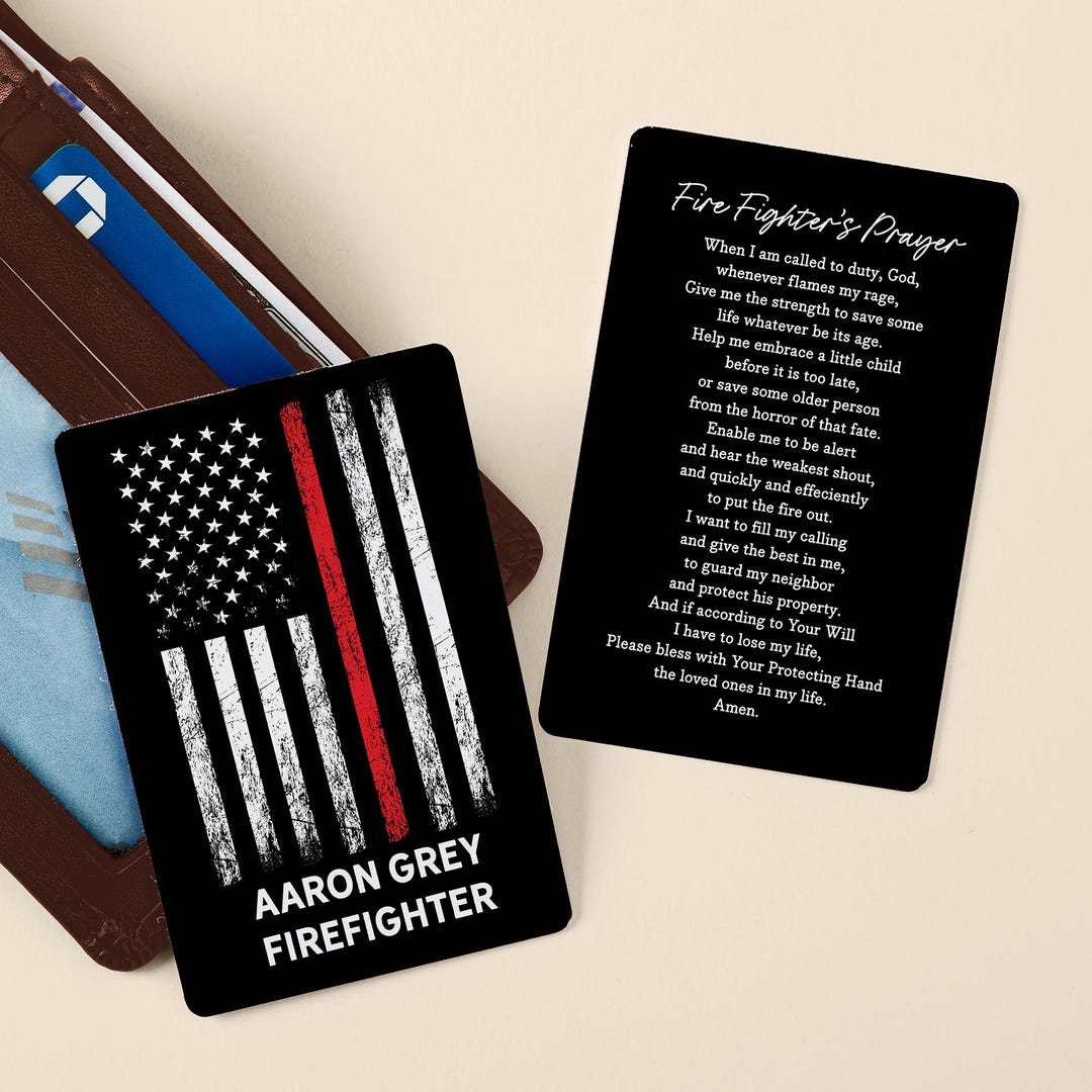 Custom Firefighter Prayer Metal Wallet Card – Personalized Gift for ...