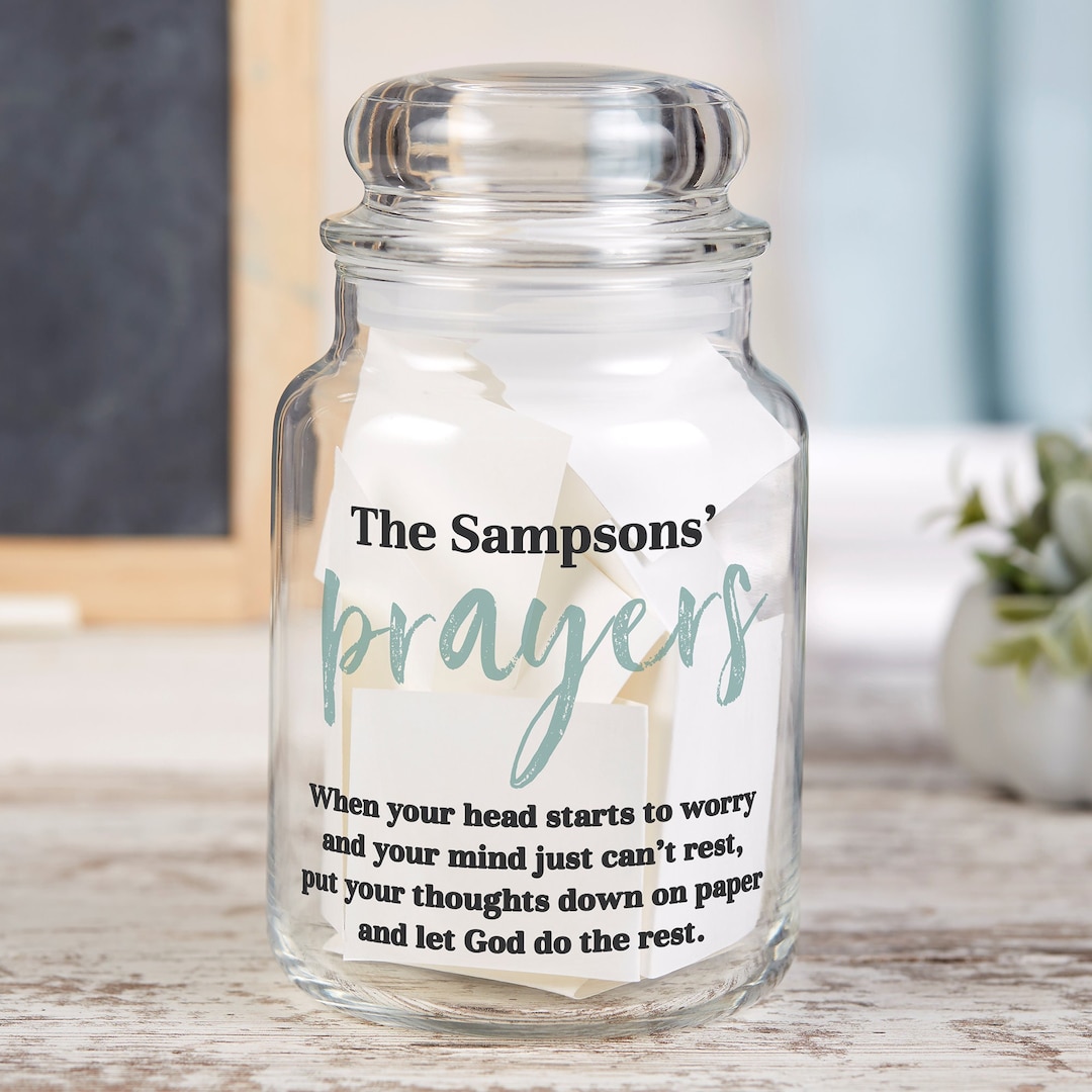 Family Prayers Personalized Glass Storage Jar, Religious Gifts, First ...