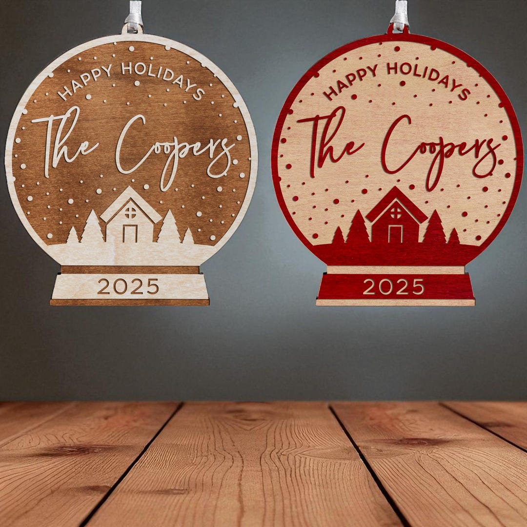 Family Snow Globe Personalized Wood Ornament, Family Ornaments, Gifts ...