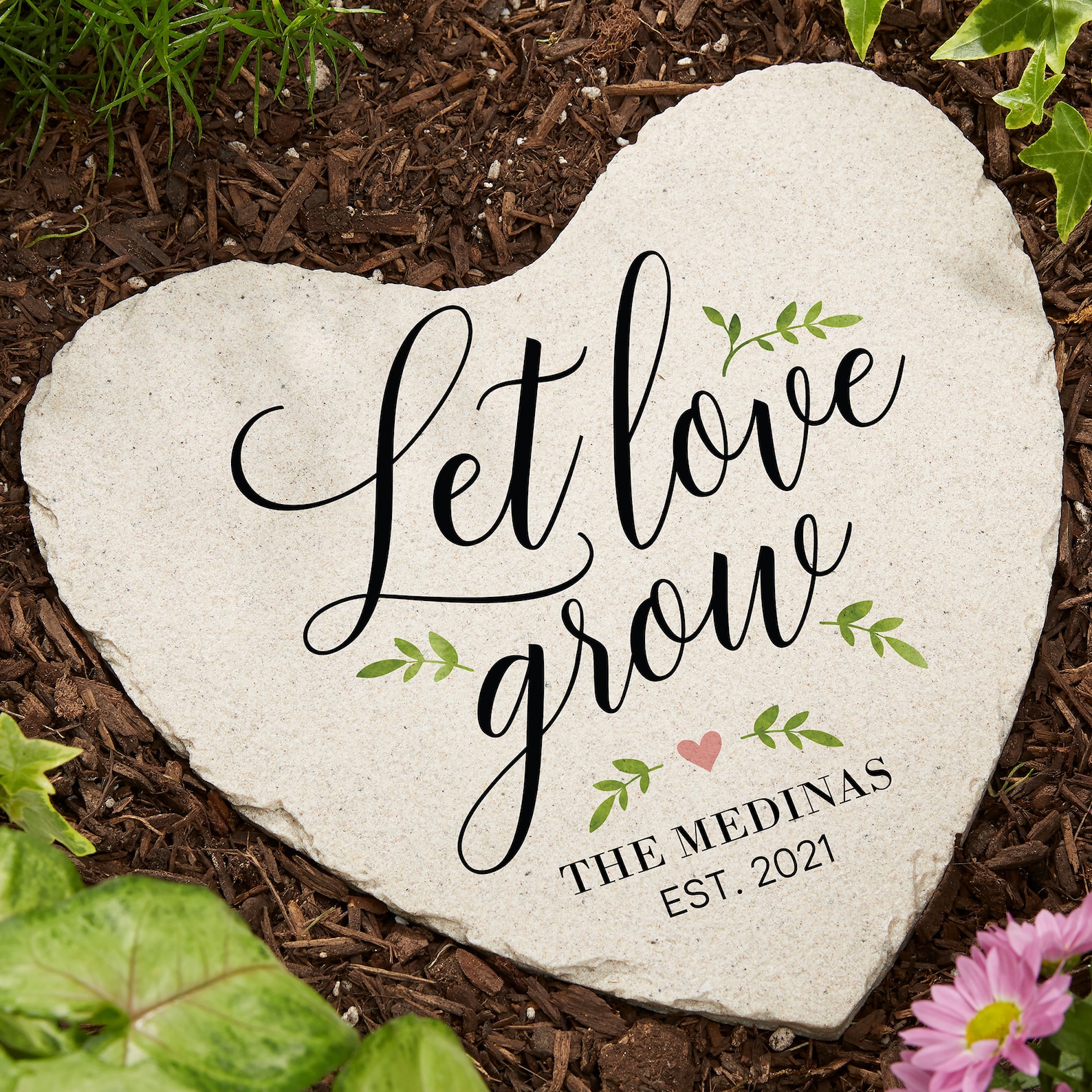 Let Love Grow Personalized Large Heart Garden Stone, Gift for Her ...