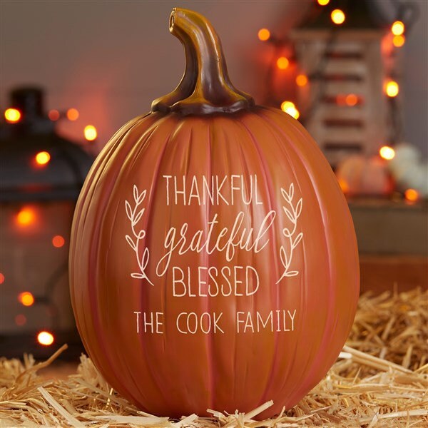 Thankful Grateful Blessed Personalized Pumpkins, Halloween Pumpkin ...