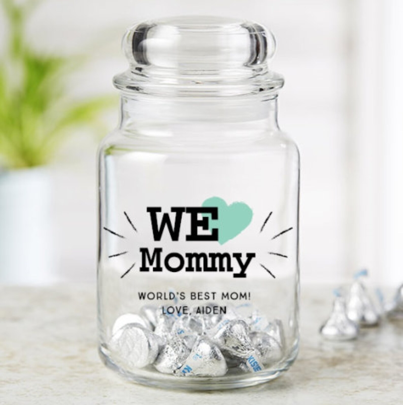 We Love... Personalized Glass Candy Jar for Her, Custom Candy Jar ...