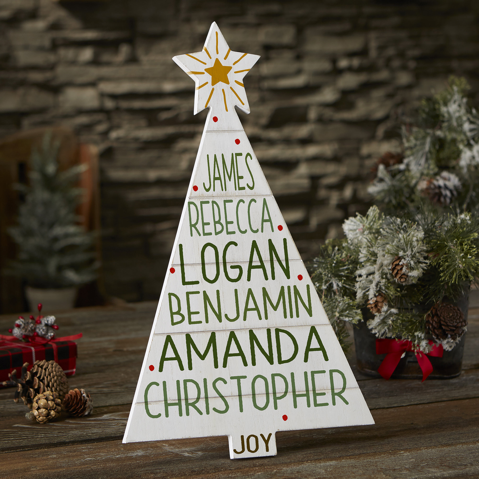 Christmas Family Tree Personalized Whitewashed Wood Tree - Etsy