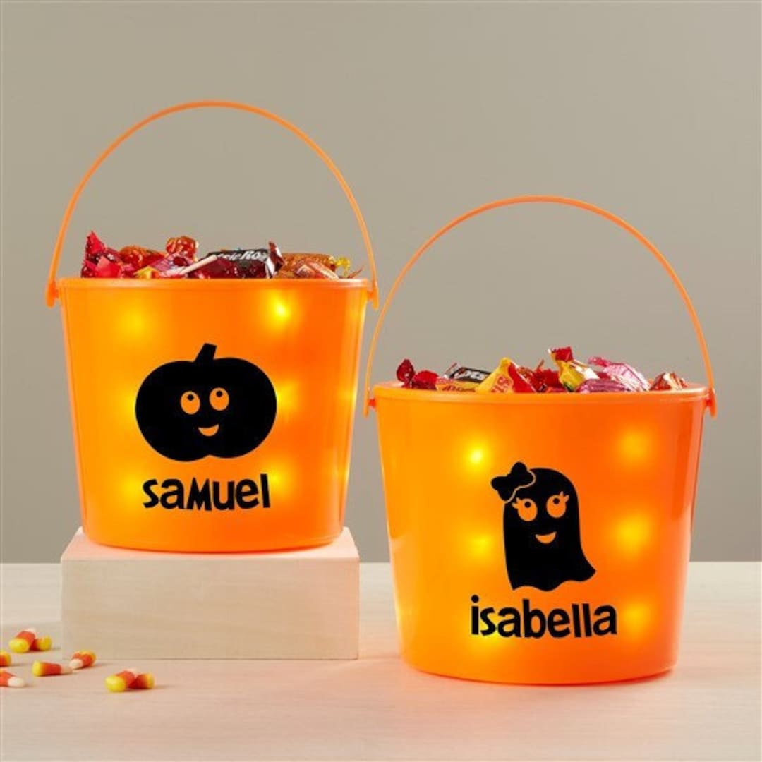 Halloween Character Personalized Light up Treat Bucket, Trick or Treat ...