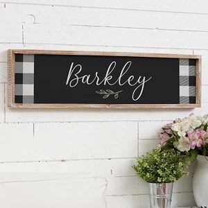 Black & White Buffalo Check Framed Wood Wall Sign, Farmhouse Wall Art ...