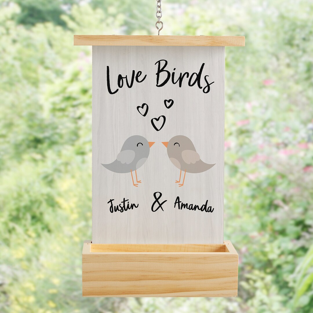 Love Birds Custom Bird Feeder | Personalized Gift for Couples, Wedding ...