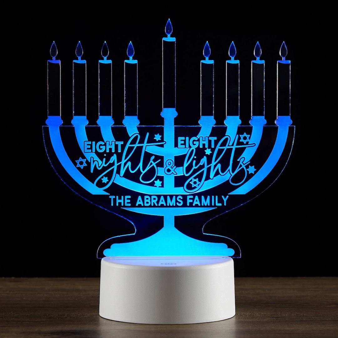 Hanukkah Menorah Personalized LED Sign, Personalized Night Light ...